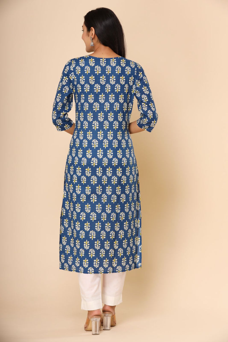 Naari Neela Rang Cotton Kurti – Preppy Apparels